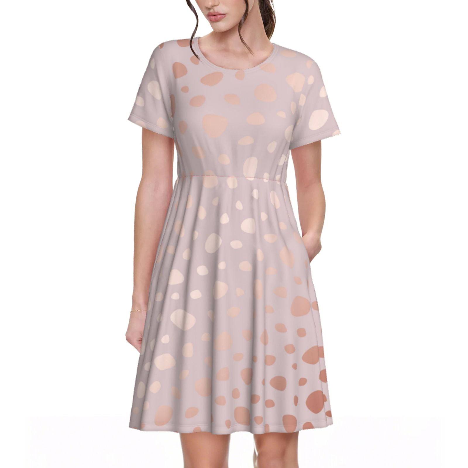 Balery Rose Gold Abstract Spots 1 Pattern Womens Dresses Loose Short ...