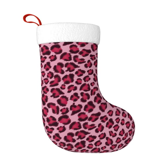 Balery Rose Leopard Print Pattern Christmas Stockings with Initials, 18 ...