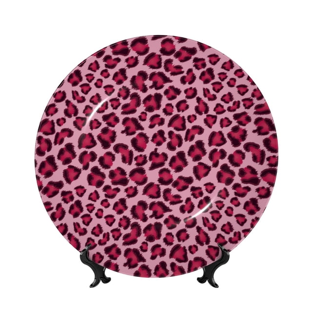 Balery Rose Leopard Print Print Bone China Decorative Plate Ceramic ...