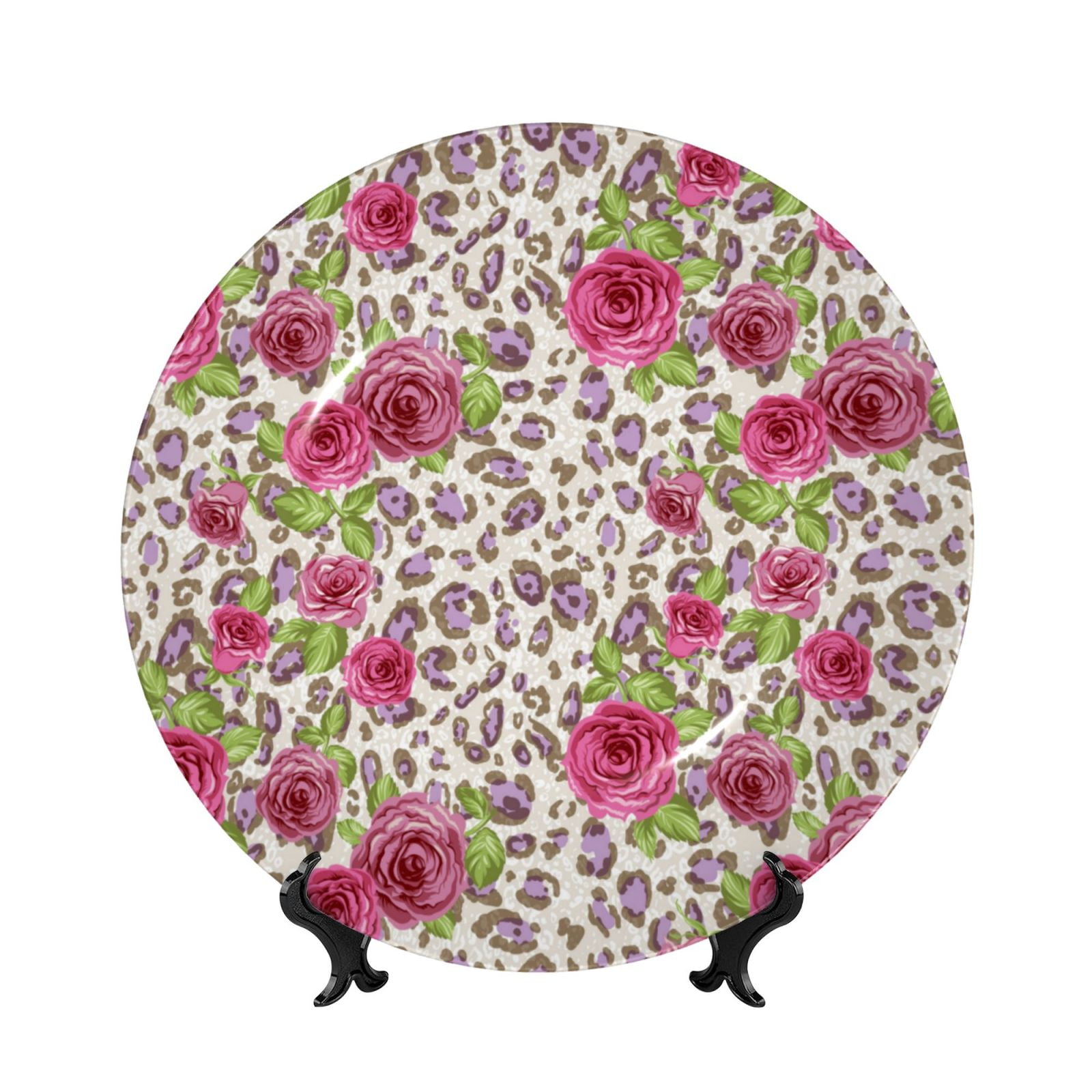 Balery Rose Mix Leopard 4 Print Bone China Decorative Plate Ceramic ...