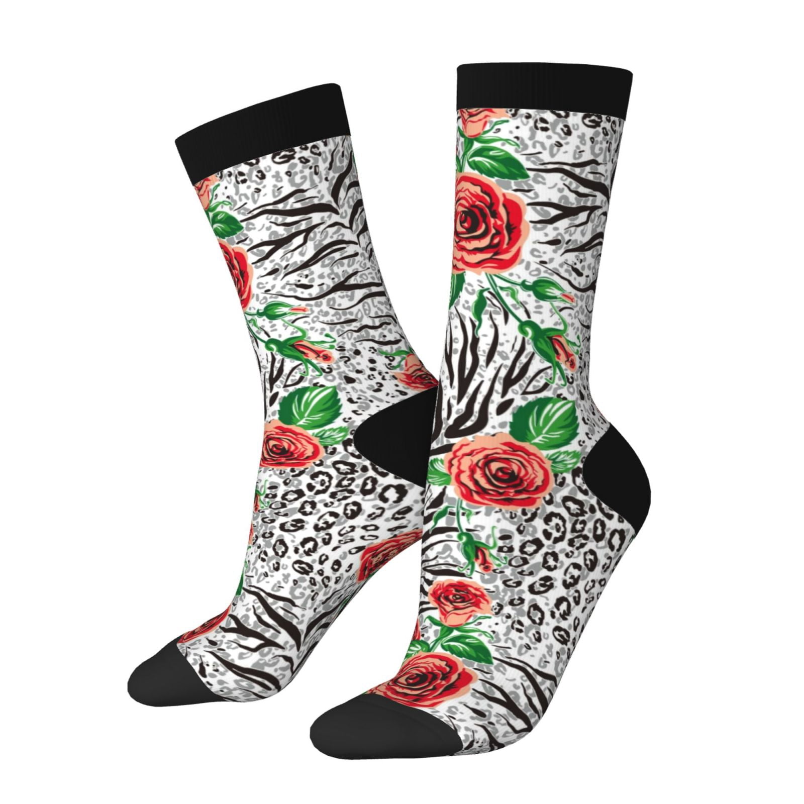 Balery Roses Mixed Zebra 1 Pattern Crew Socks Unisex– Soft & Breathable Socks for Men & Women ...