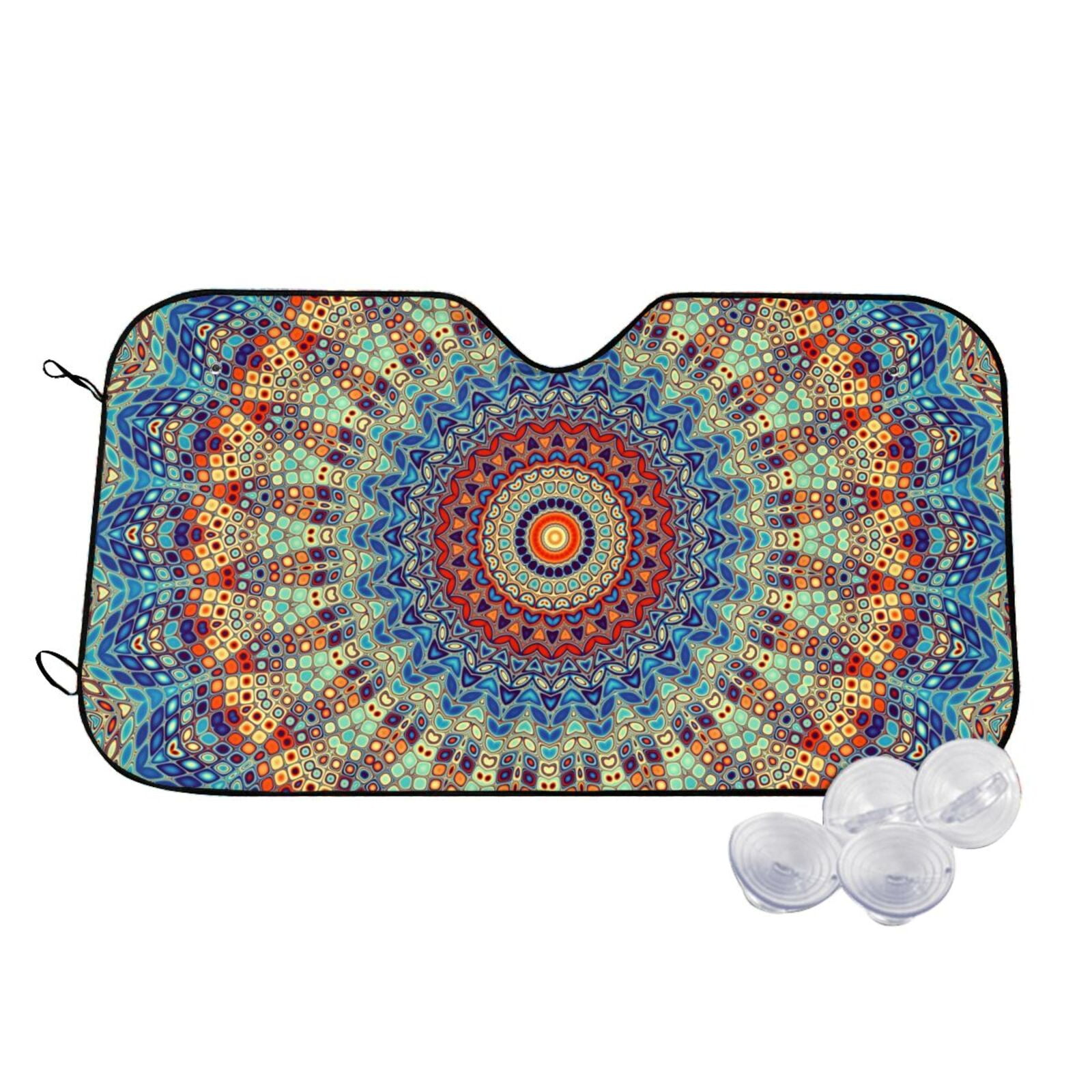 Balery Round Mandala Print Car Windshield Sun Shade,Windshield Sunshade ...