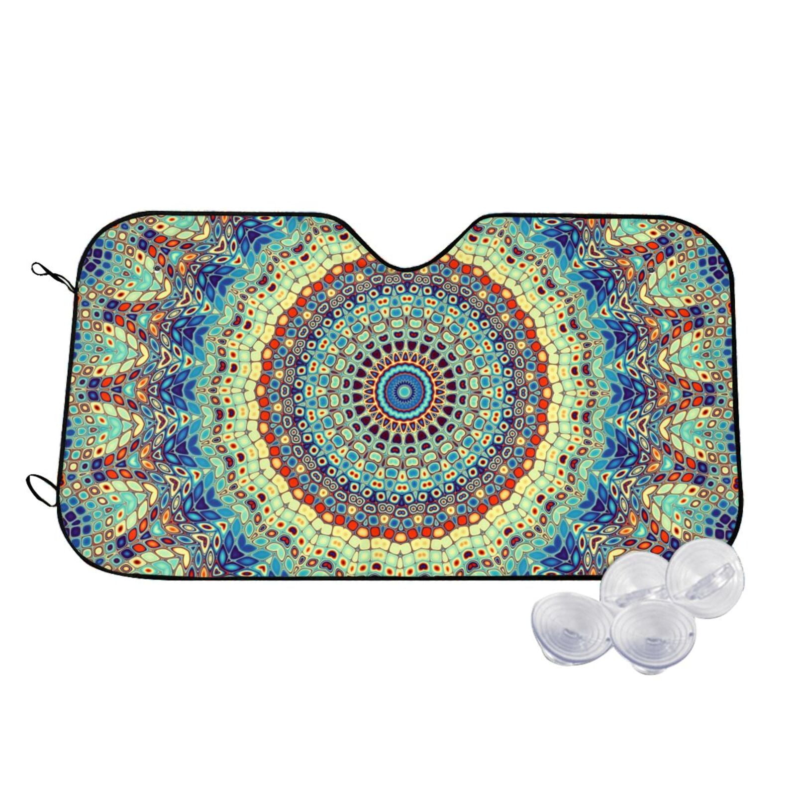 Balery Round Mandala1 Print Car Windshield Sun Shade,Windshield ...