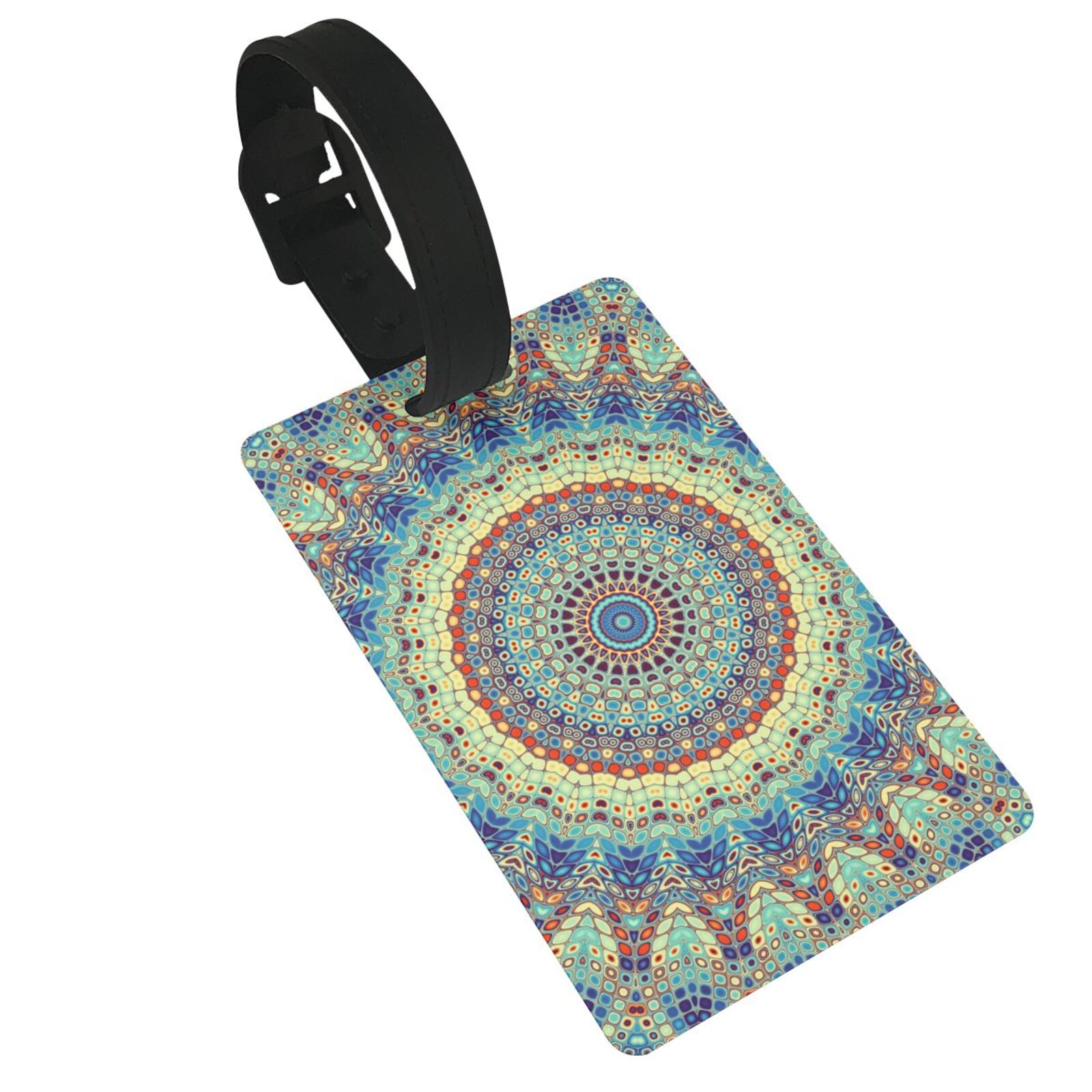 Balery Round Mandala1 Print Durable Luggage Tags with Secure Strap ...