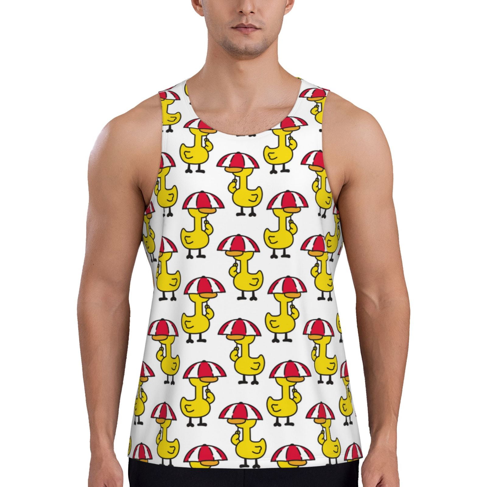 Balery Rubber Duck Chicken Bird Pattern Men's Workout Tank Top Gym ...