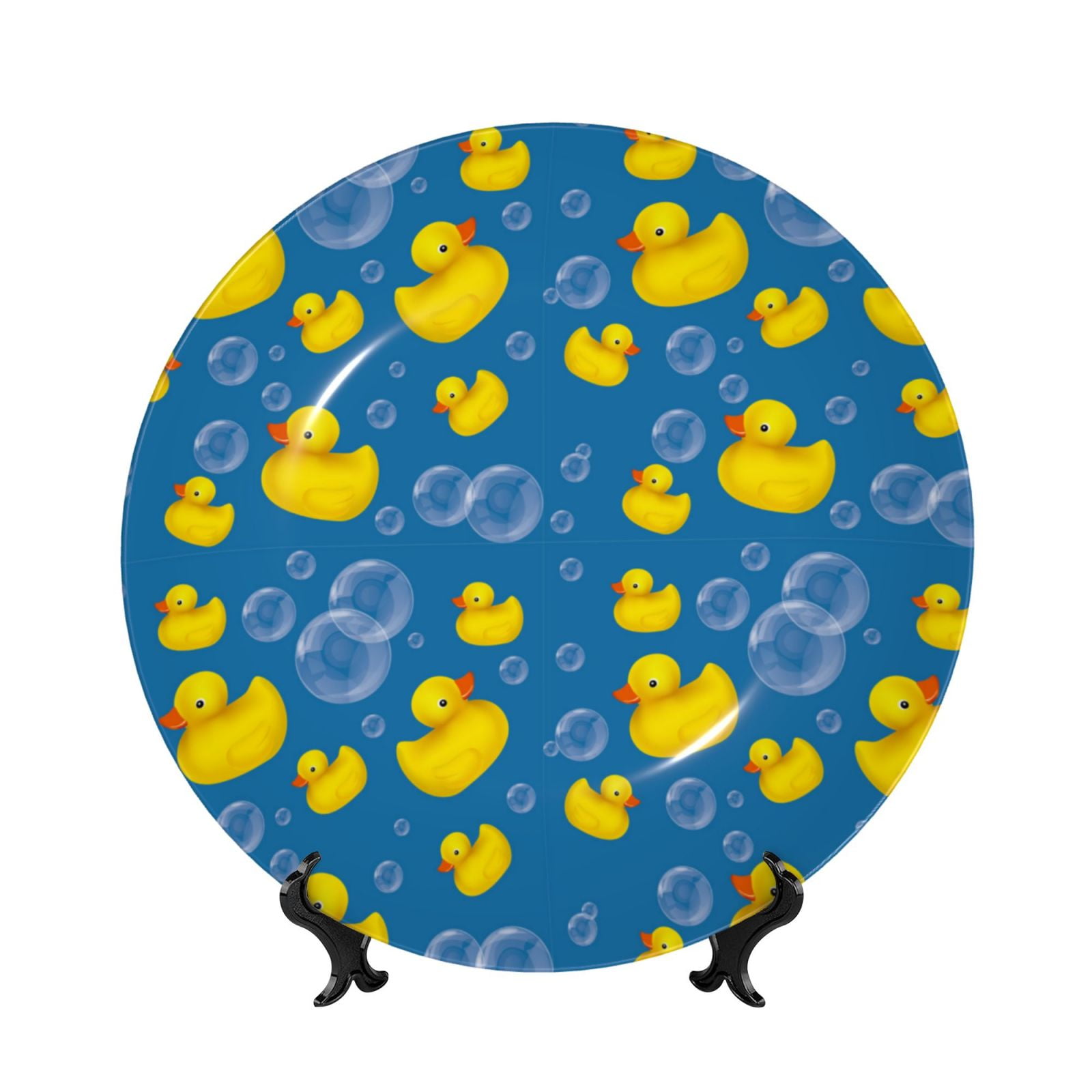 Balery Rubber Duck Print Bone China Decorative Plate Ceramic Dinner ...