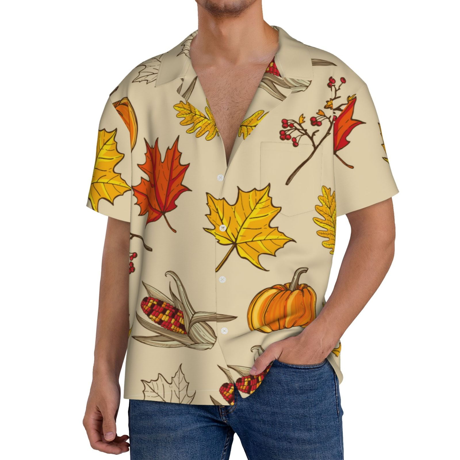 Balery Rustic Harvest Time Men's Casual Button Down Shirt Short Sleeve ...