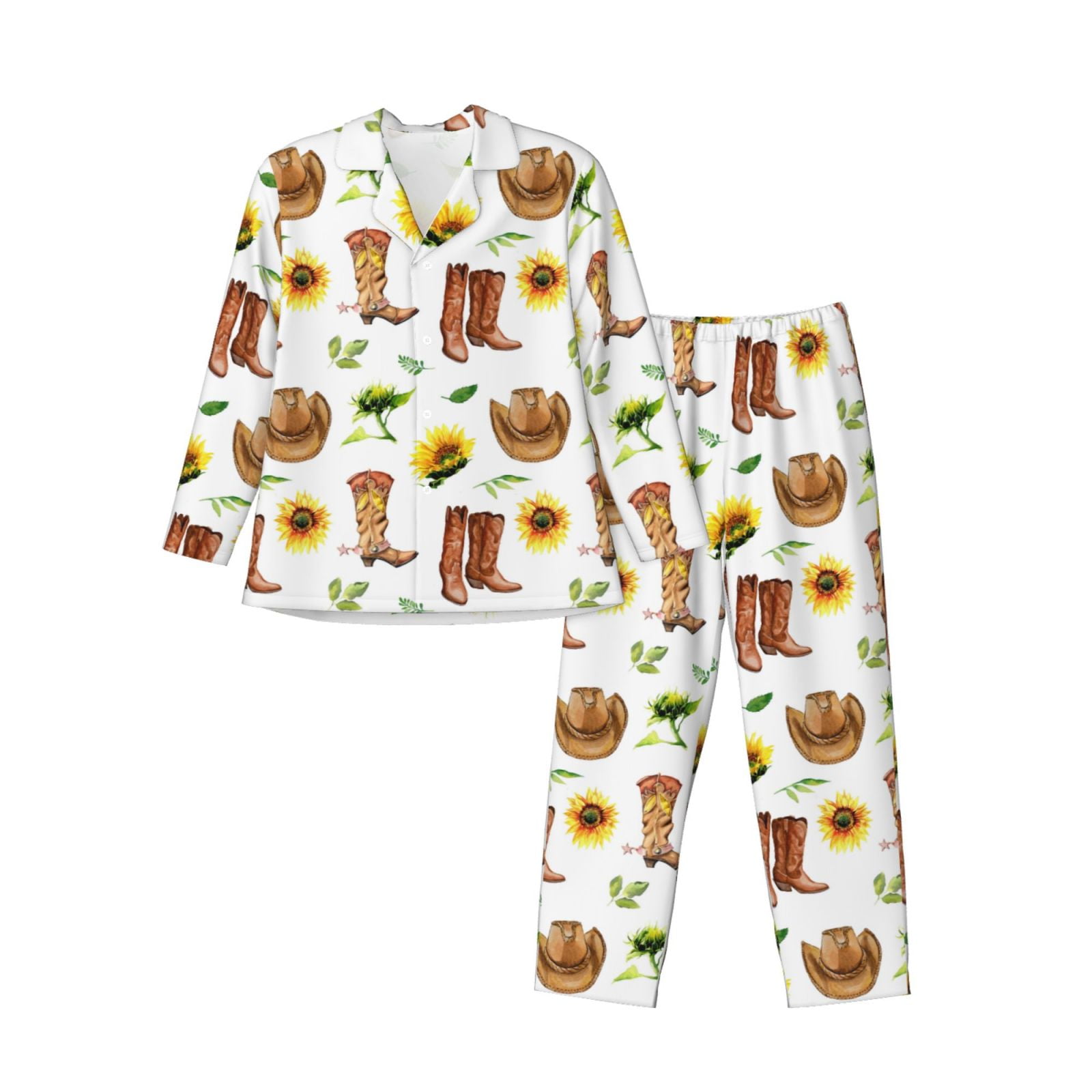 Balery Rustic Western Charm Pattern Pajama Sets for Men Long Sleeve 2 ...