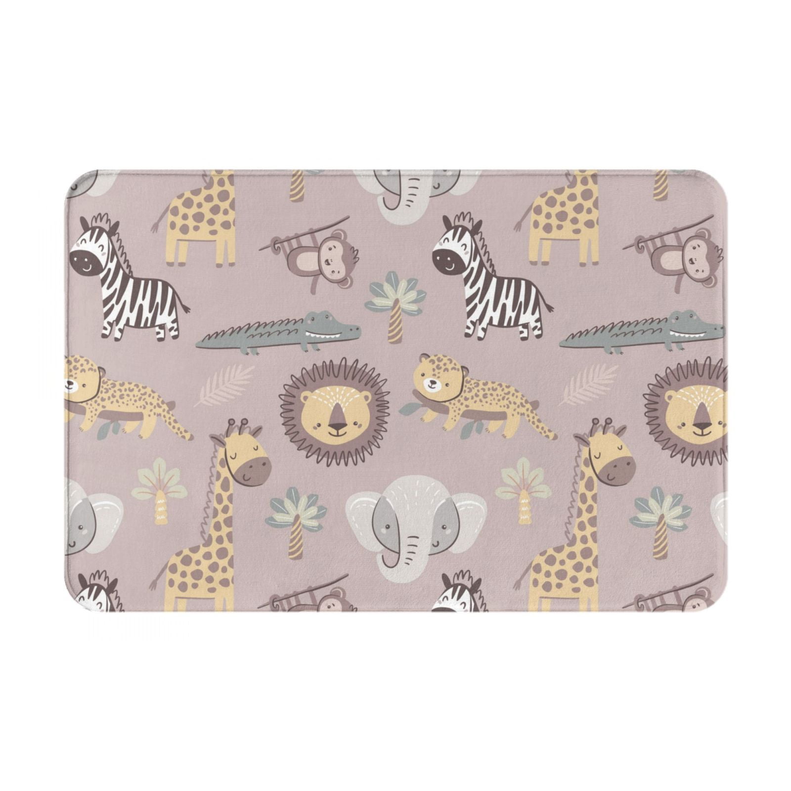 Balery Safari Animals Doormat, Durable Flannel Fabric, Waterproof Stain ...