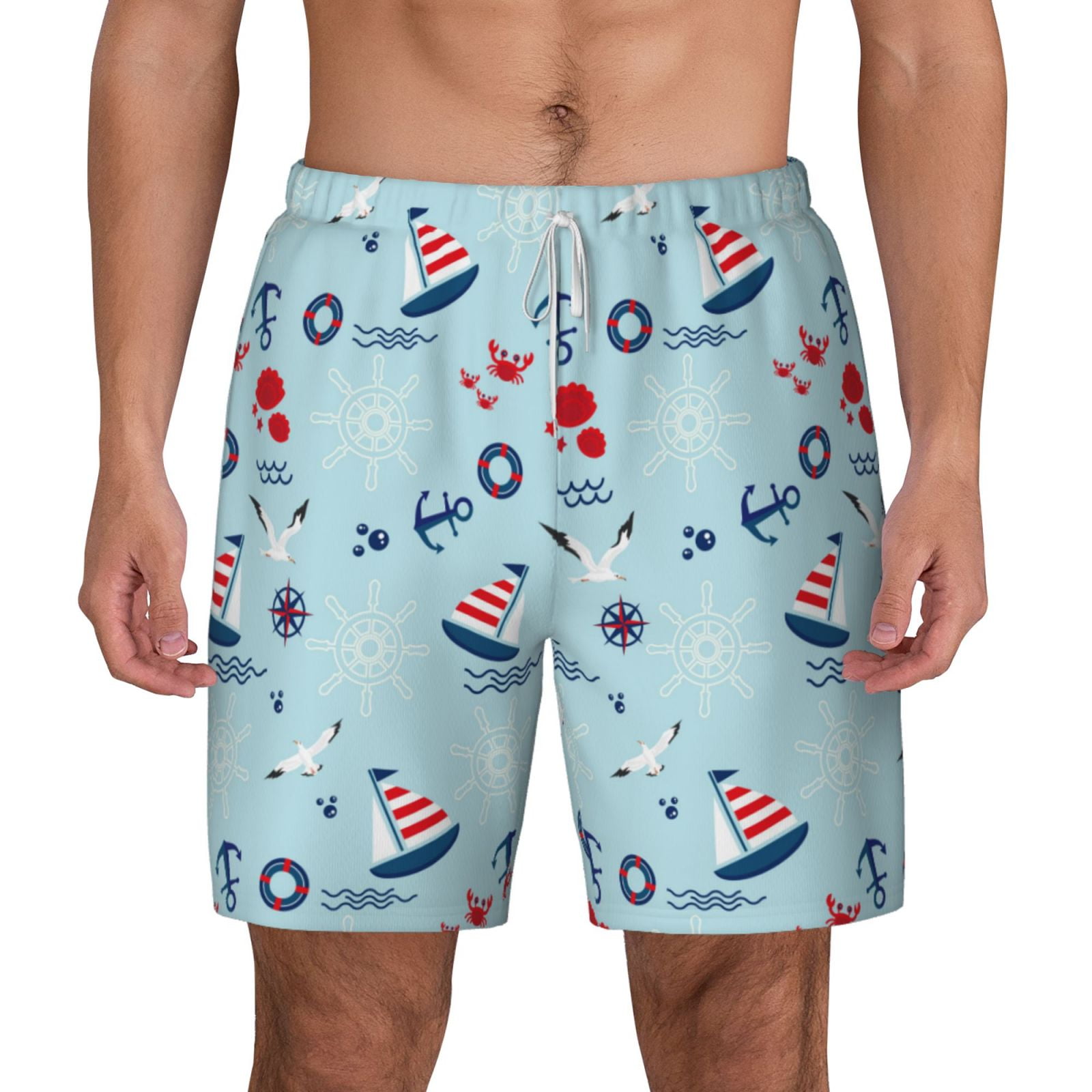 Balery Sailboats Anchors Mens Swim Trunks Swim Shorts for Men Quick Dry ...
