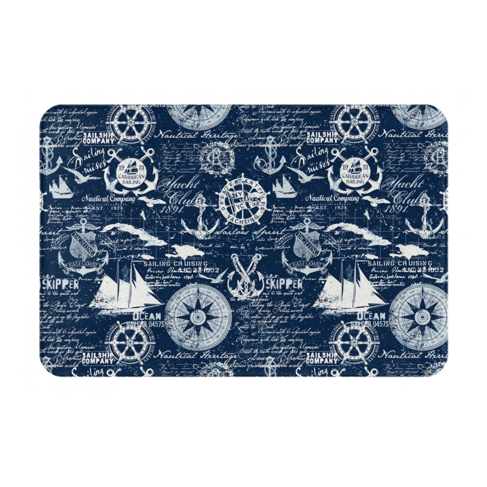 Balery Sailing Cruises Nautical Doormat, Durable Flannel Fabric ...