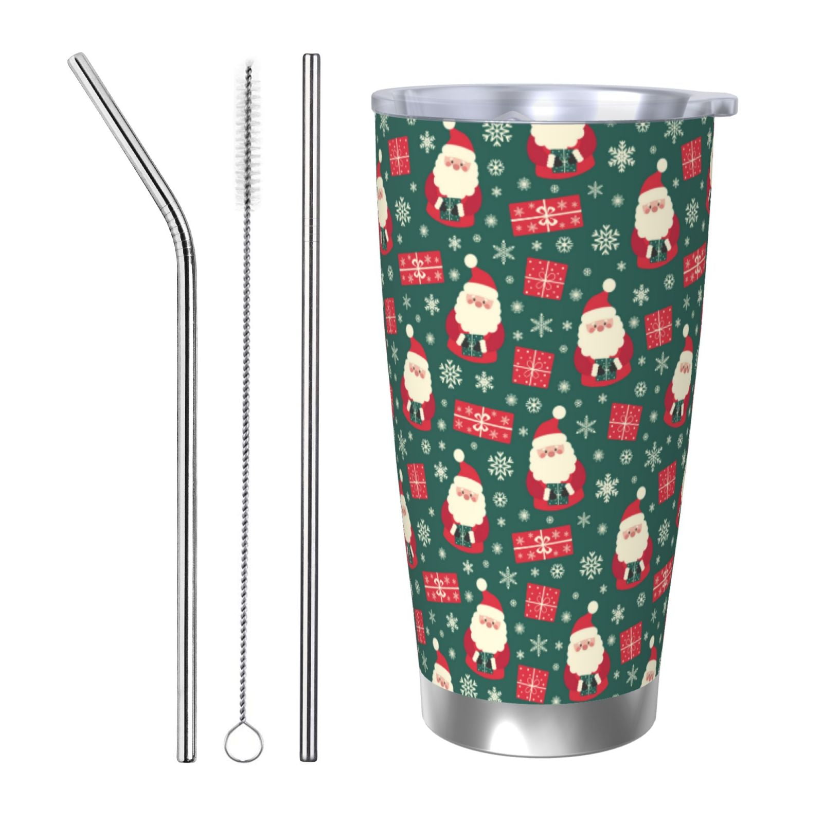 Balery Santa Claus Pattern 20oz Insulated Car Cup with Dual Drink Lids ...