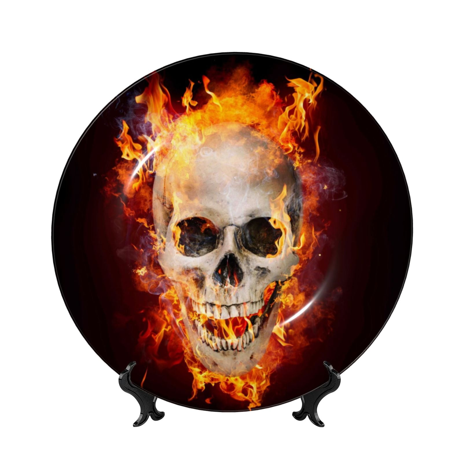 Balery Satanic Skull Print Bone China Decorative Plate Ceramic Dinner ...