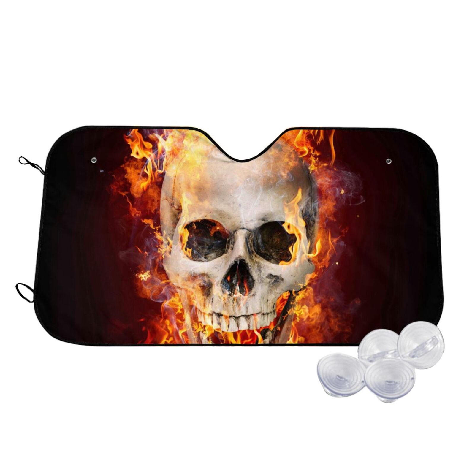 Balery Satanic Skull Windshield Sun Shade, Car Front Window Sunshade ...