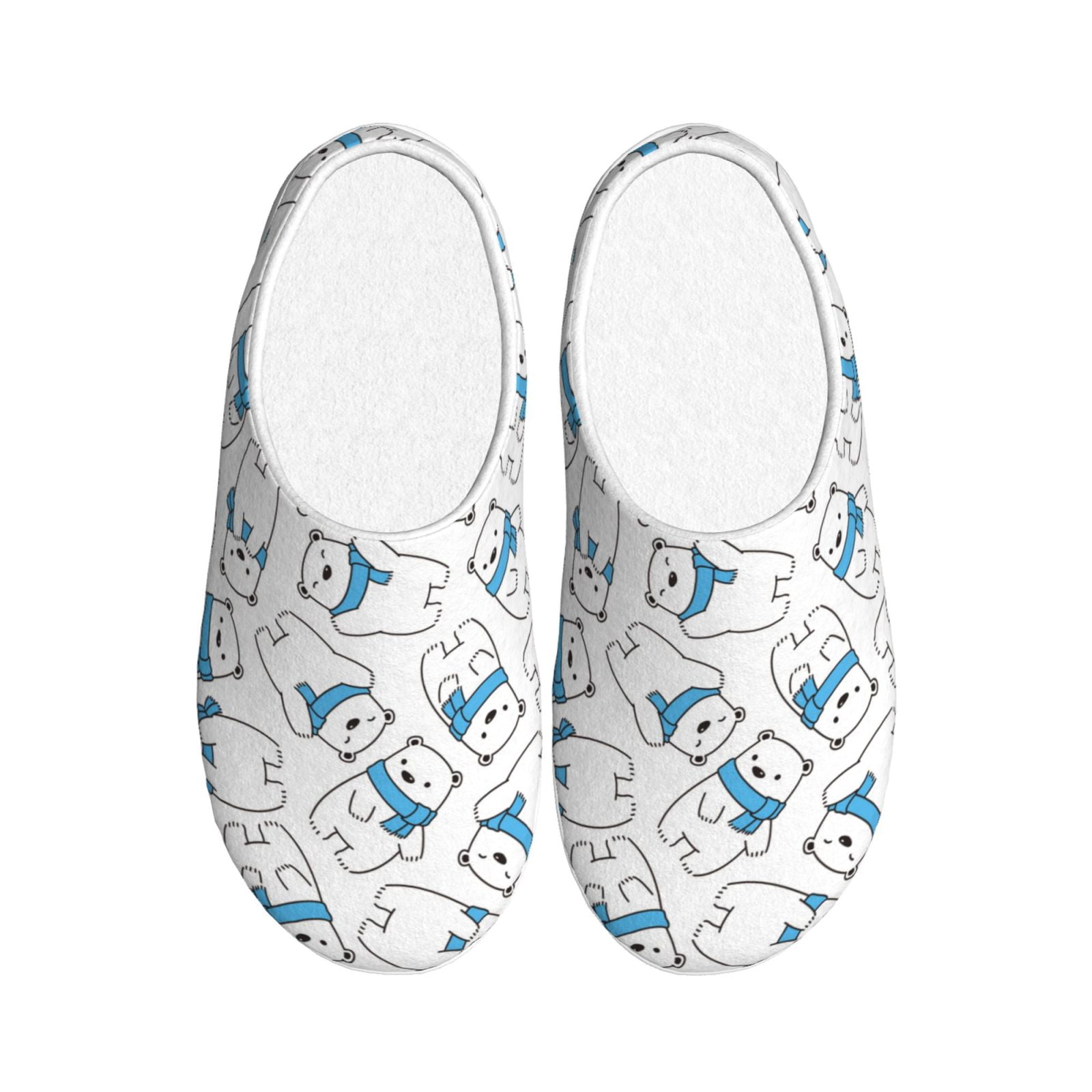 Balery Scarf Bear Pattern Women's Fuzzy Memory Foam Slippers Fluffy ...