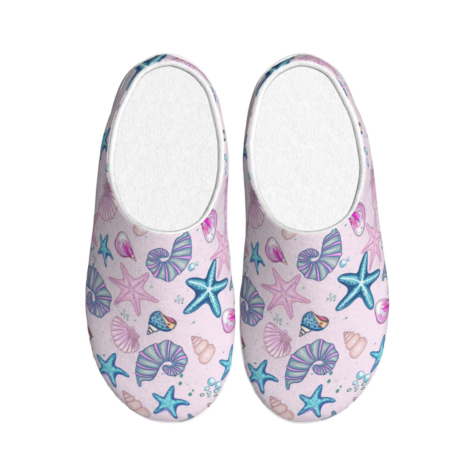 Balery Sea Shells 3 Pattern Women's Fuzzy Memory Foam Slippers Fluffy ...