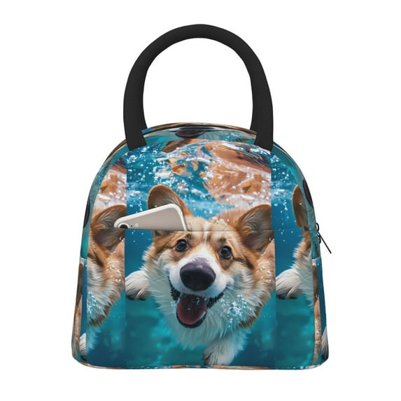 Balery Sea Swimming Corgi Pattern Lunch Bag Women, Lunch Box, Lunch Bag ...