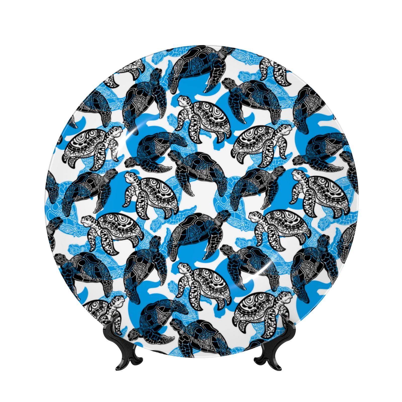 Balery Sea Turtle Life Print Bone China Decorative Plate Ceramic Dinner ...