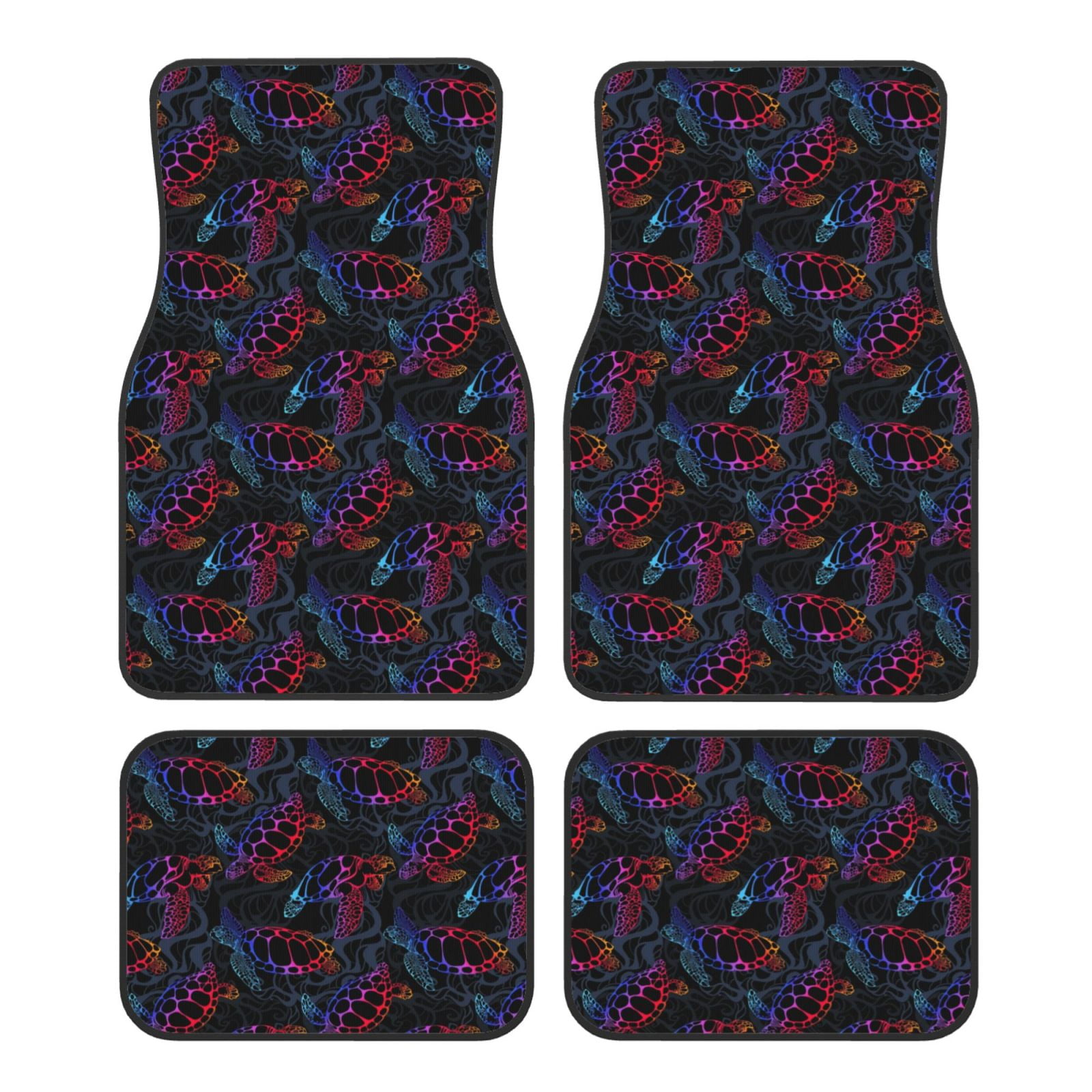 Balery Sea Turtle Pattern 4-Piece Floor Mats, Heavy-Duty Rubber Liners ...