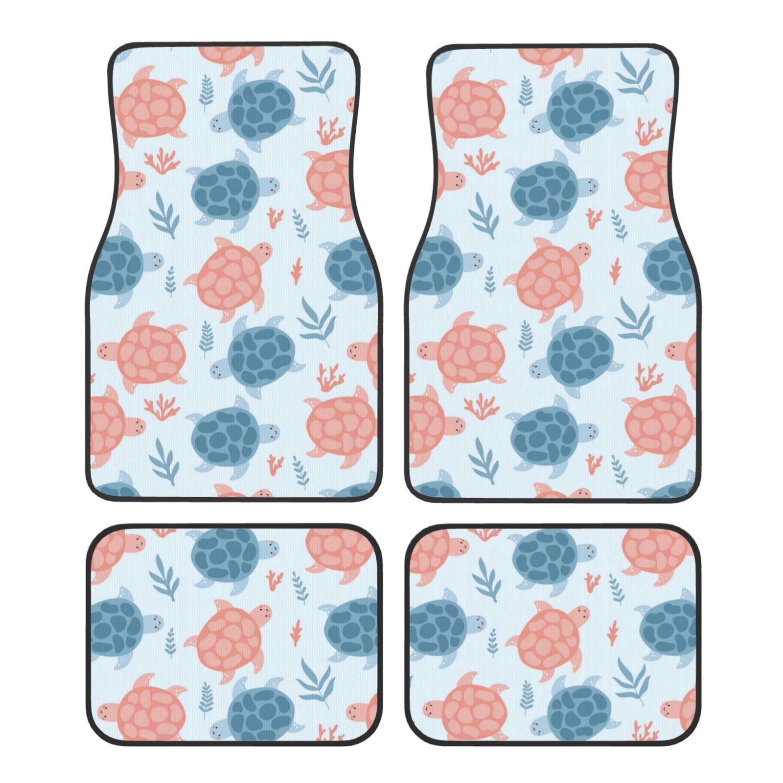 Balery Sea Turtle Pattern 4-Piece Floor Mats, Heavy-Duty Rubber Liners ...