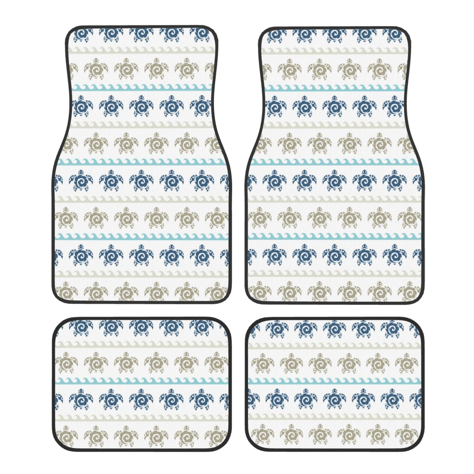 Balery Sea Turtle Pattern 4-Piece Floor Mats, Heavy-Duty Rubber Liners ...
