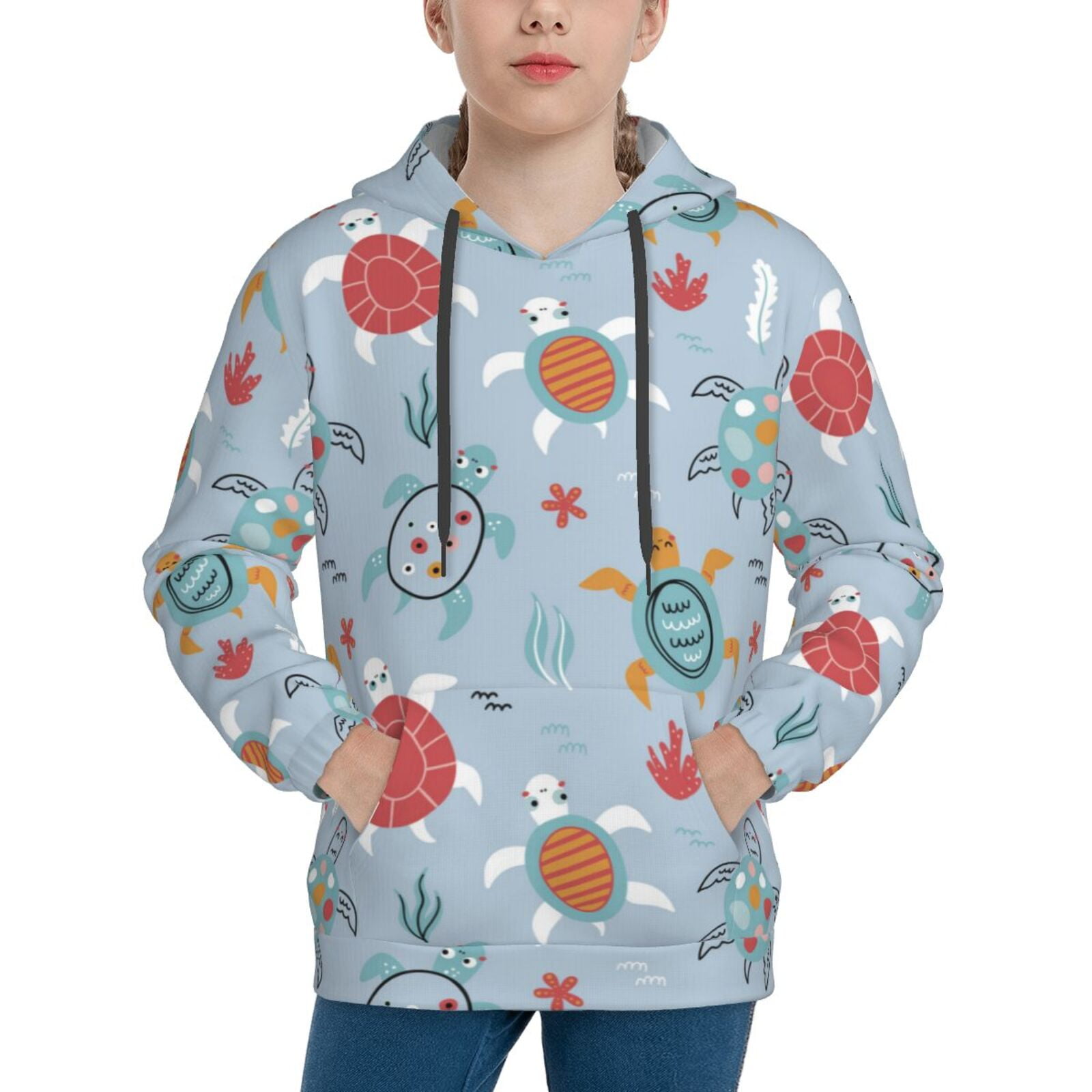 Balery Sea Turtle Pattern Boys Hoodie, Youth Pullover Hooded Sweatshirt ...
