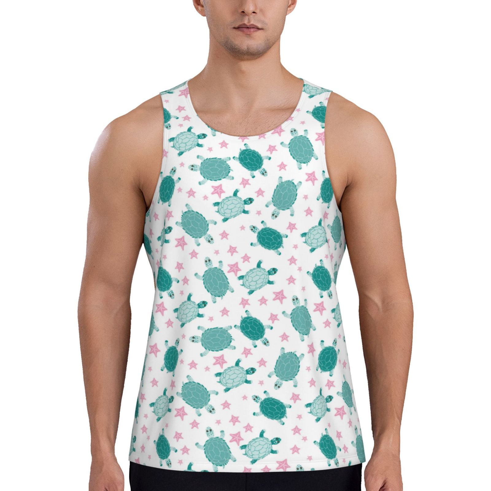 Balery Sea Turtle Pattern Men's Workout Tank Top Gym Muscle Tee Fitness ...