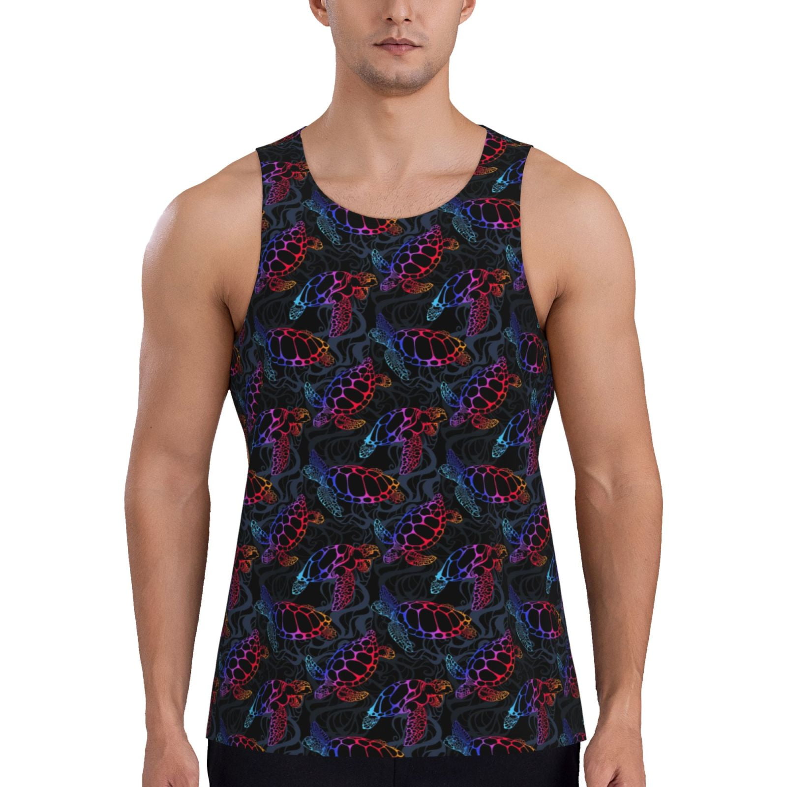 Balery Sea Turtle Pattern Men's Workout Tank Top Gym Muscle Tee Fitness ...