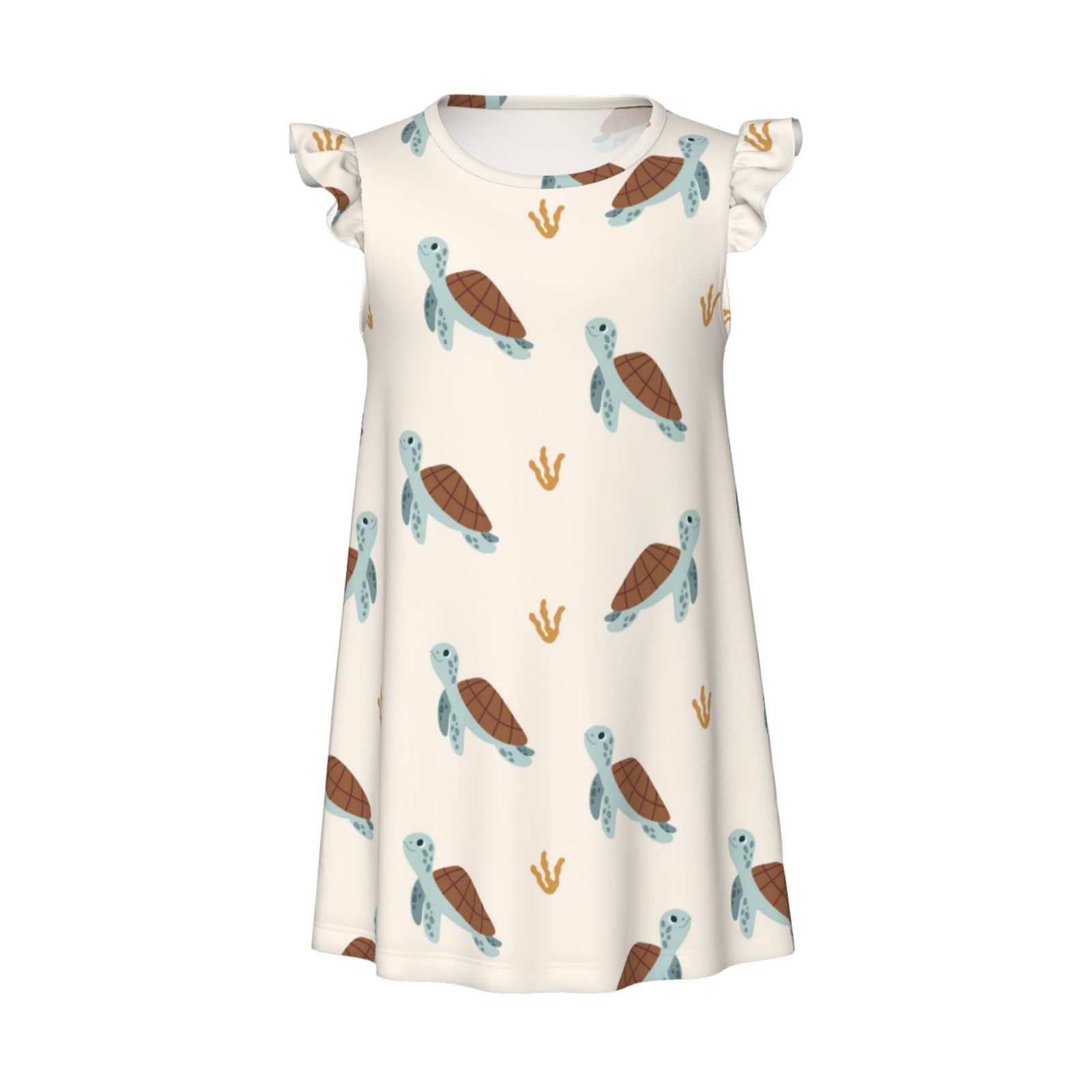 Balery Sea Turtle Princess Nightgown for Girls Flutter Sleeve Cotton ...