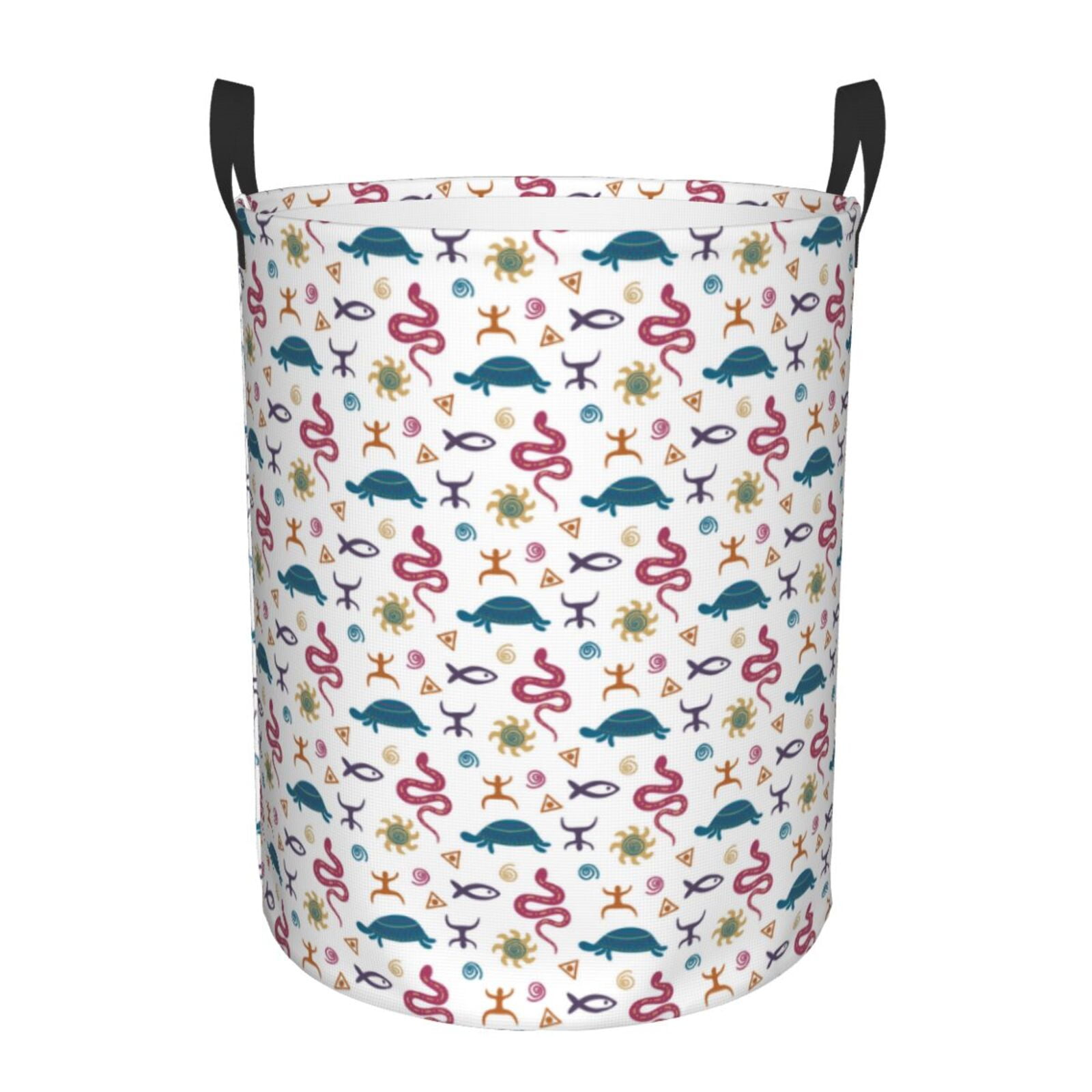 Balery Sea Turtle Round Laundry Basket with Handles Waterproof ...
