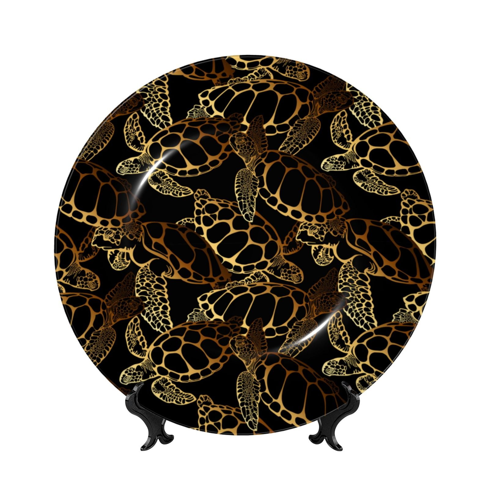 Balery Sea Turtle With Ocean Print Bone China Decorative Plate Ceramic ...
