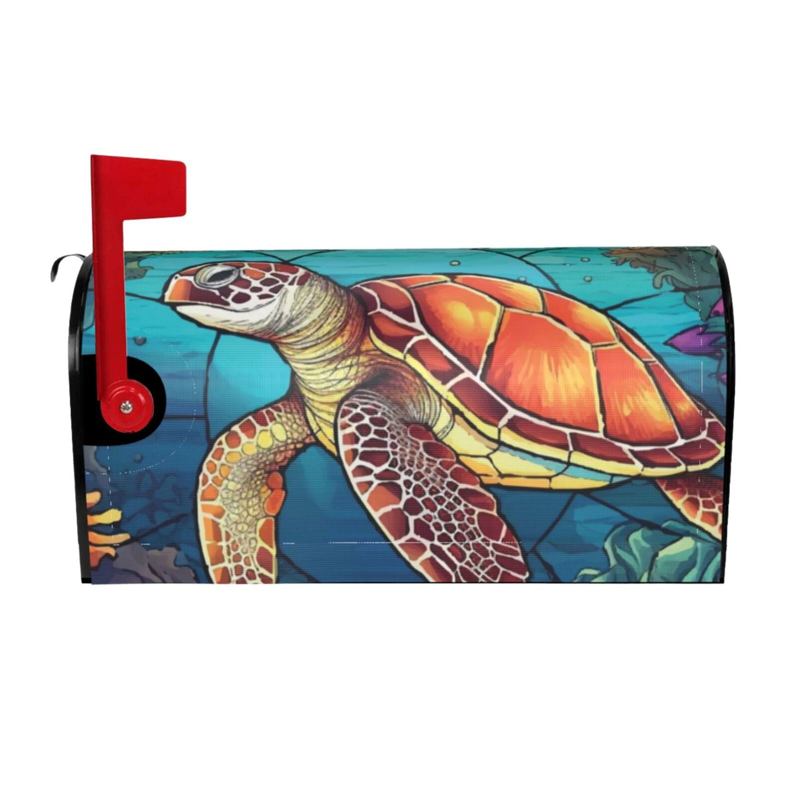 Balery Sea Turtle in Coral Mailbox Cover - Standard Size-21x18 in ...