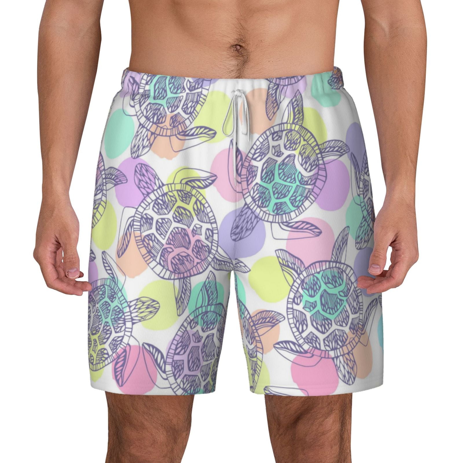 Balery Sea Turtles Mens Swim Trunks Swim Shorts for Men Quick Dry Inseam Beach Shorts with ...
