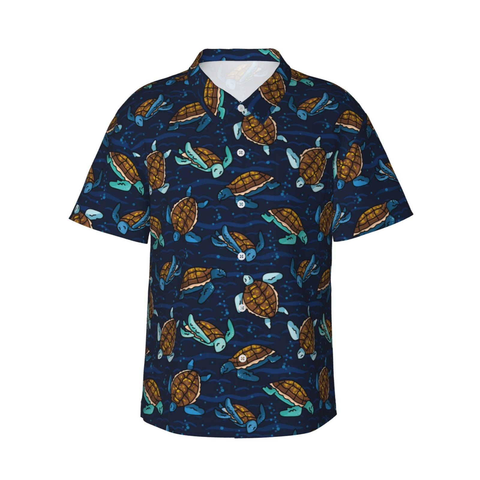 Balery Sea Turtles Swimming Print Men's Hawaiian Shirts Short Sleeve ...