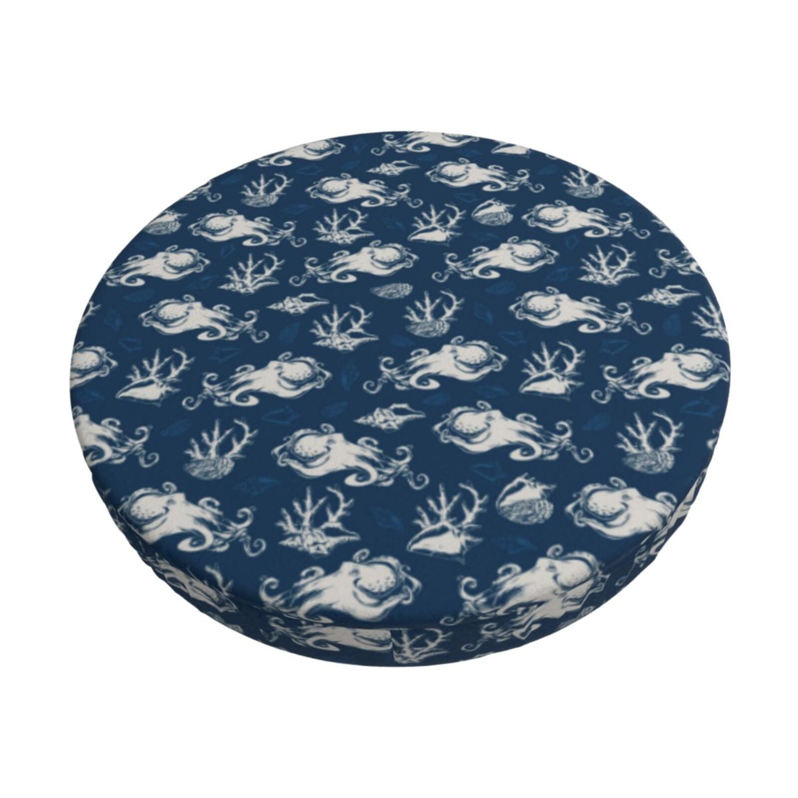 Balery Sea octopus Pattern Round Bar Stool Seat Covers Velvet Fabric ...
