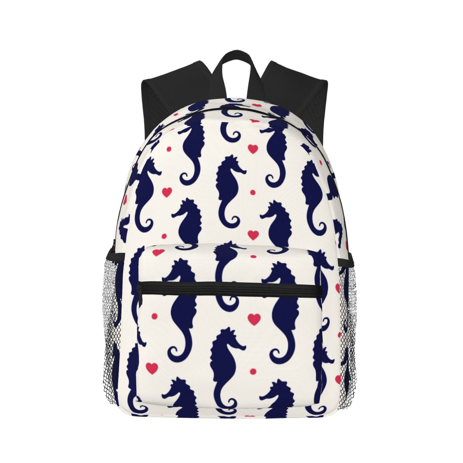 Balery Seahorses and Hearts Backpack for Women Men,Lightweight Casual ...