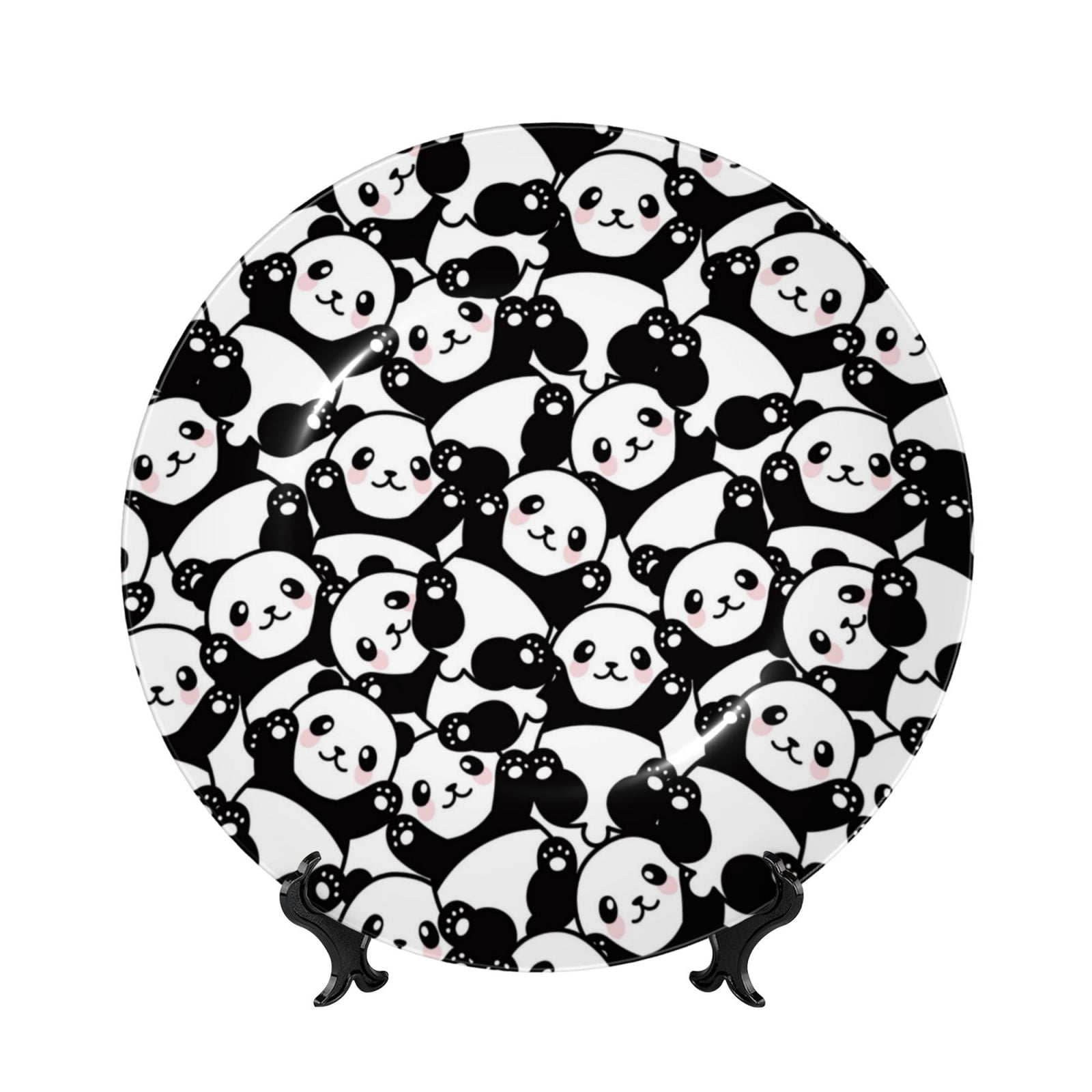 Balery Seamless Pattern Cute Panda Print Bone China Decorative Plate ...