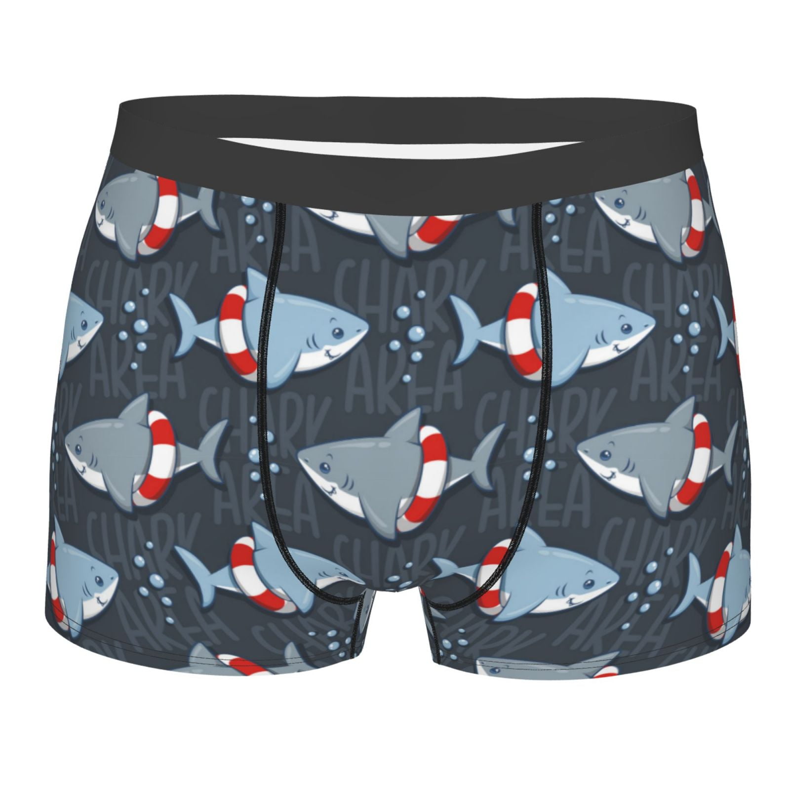 Balery Shark Wearing Swim Ring Men's Boxer Briefs, Soft and Breathable ...
