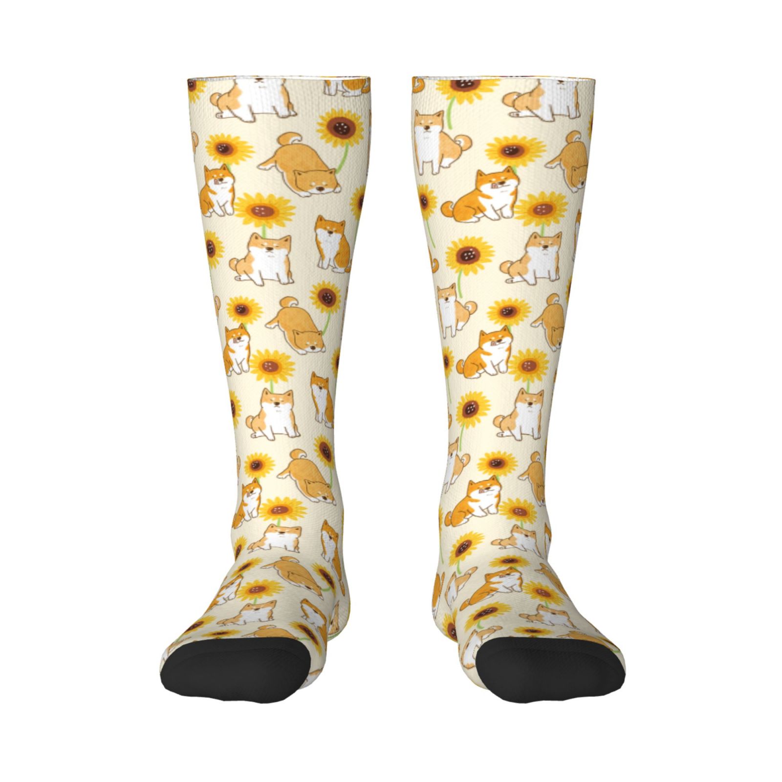 Balery Shiba Inu Dog And Sunflower Fun Novelty Socks Men'S Women'S Crew ...