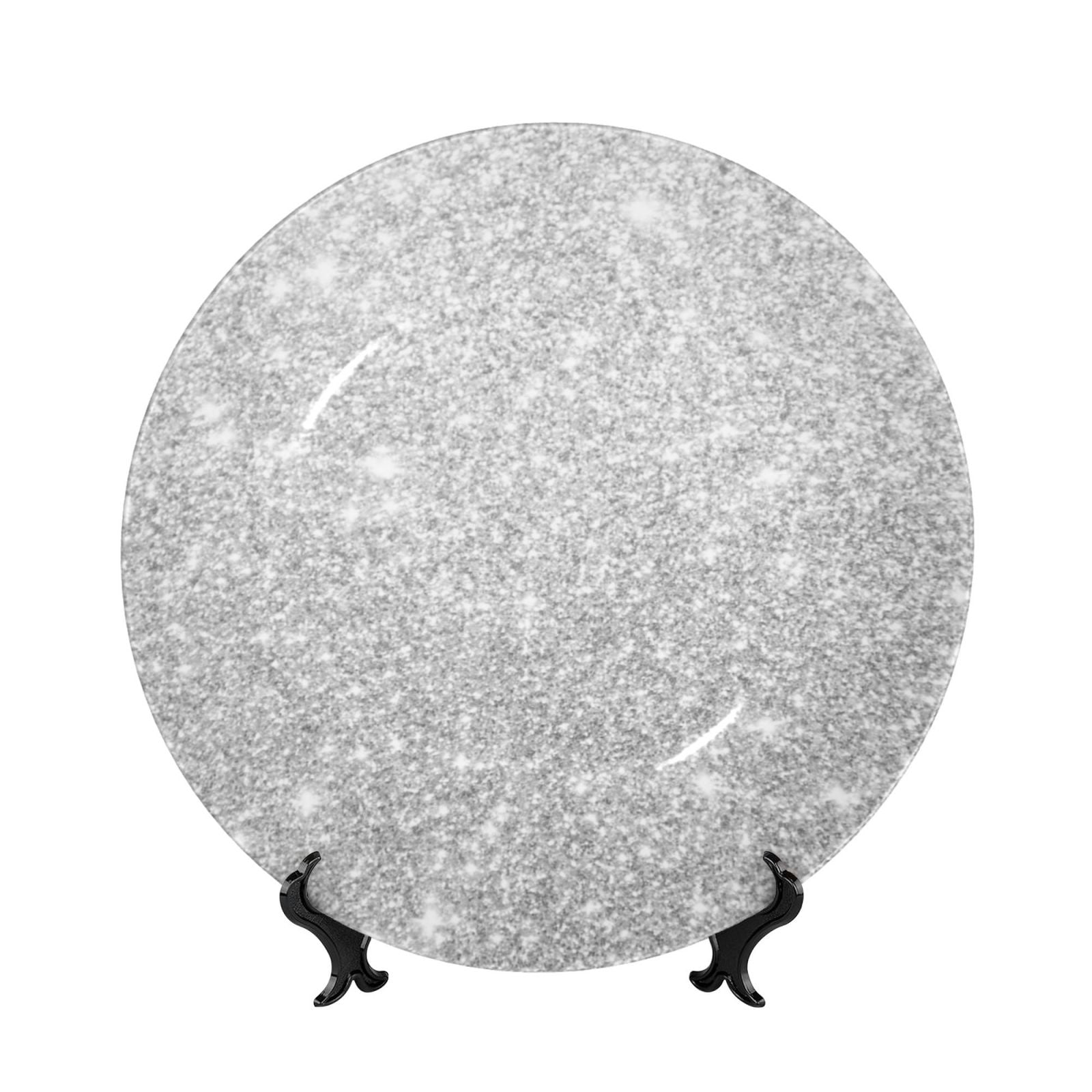 Balery Silver Glitter Print Bone China Decorative Plate Ceramic Dinner ...