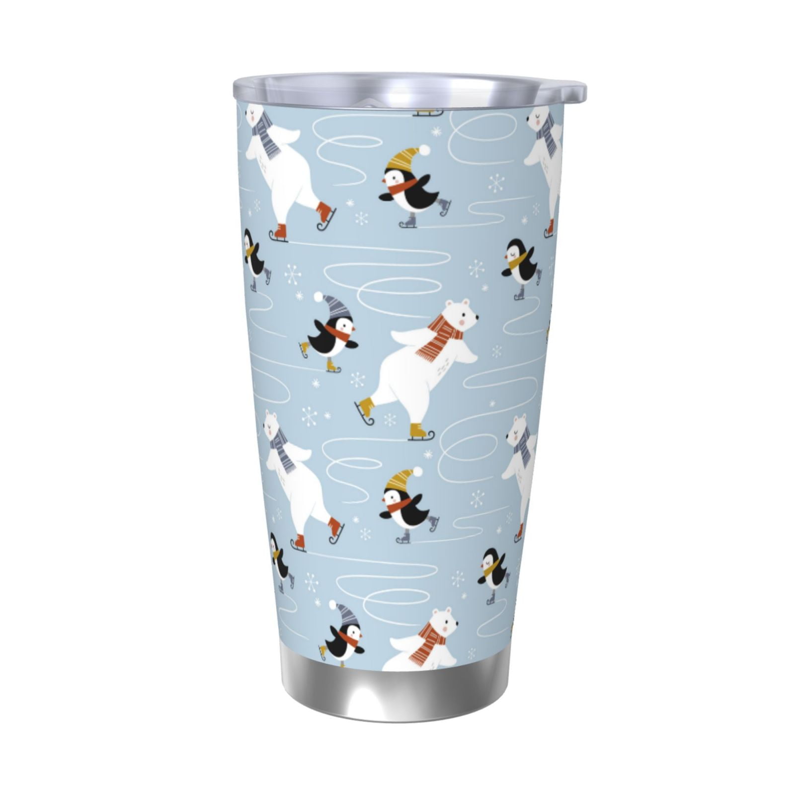 Balery Skiing penguin Bear Pattern 20oz Insulated Car Cup with Dual ...