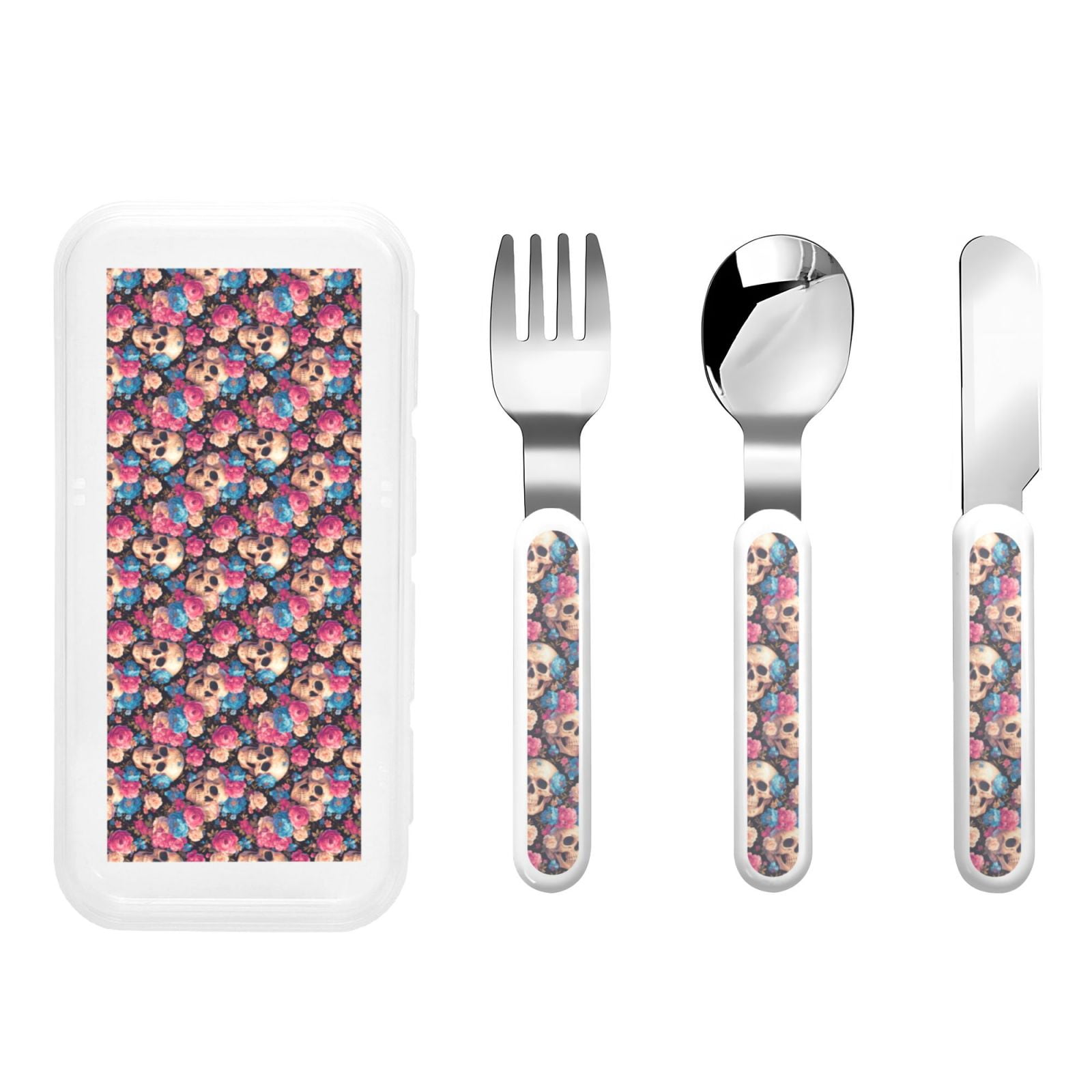 Balery Skull Blue Flower for Stainless Steel Kids Silverware Set ...