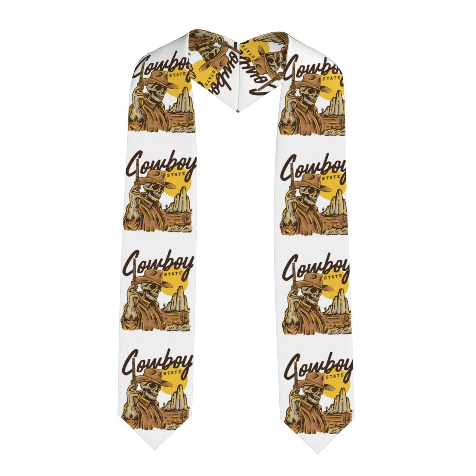 Balery Skull Cowboy Pattern Graduation Shawl Stole – Premium Satin Sash ...