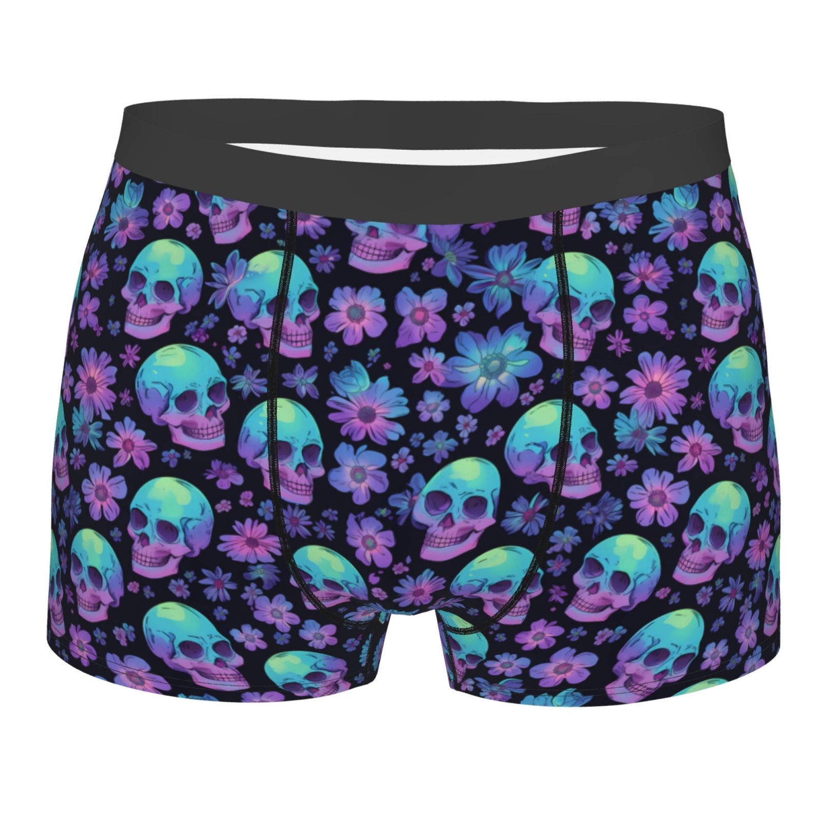 Balery Skull daisy Gradient Men's Boxer Briefs, Soft and Breathable ...
