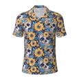 Balery Skull daisy yellow blue Printed Men’s Short Sleeve Polo Shirt ...