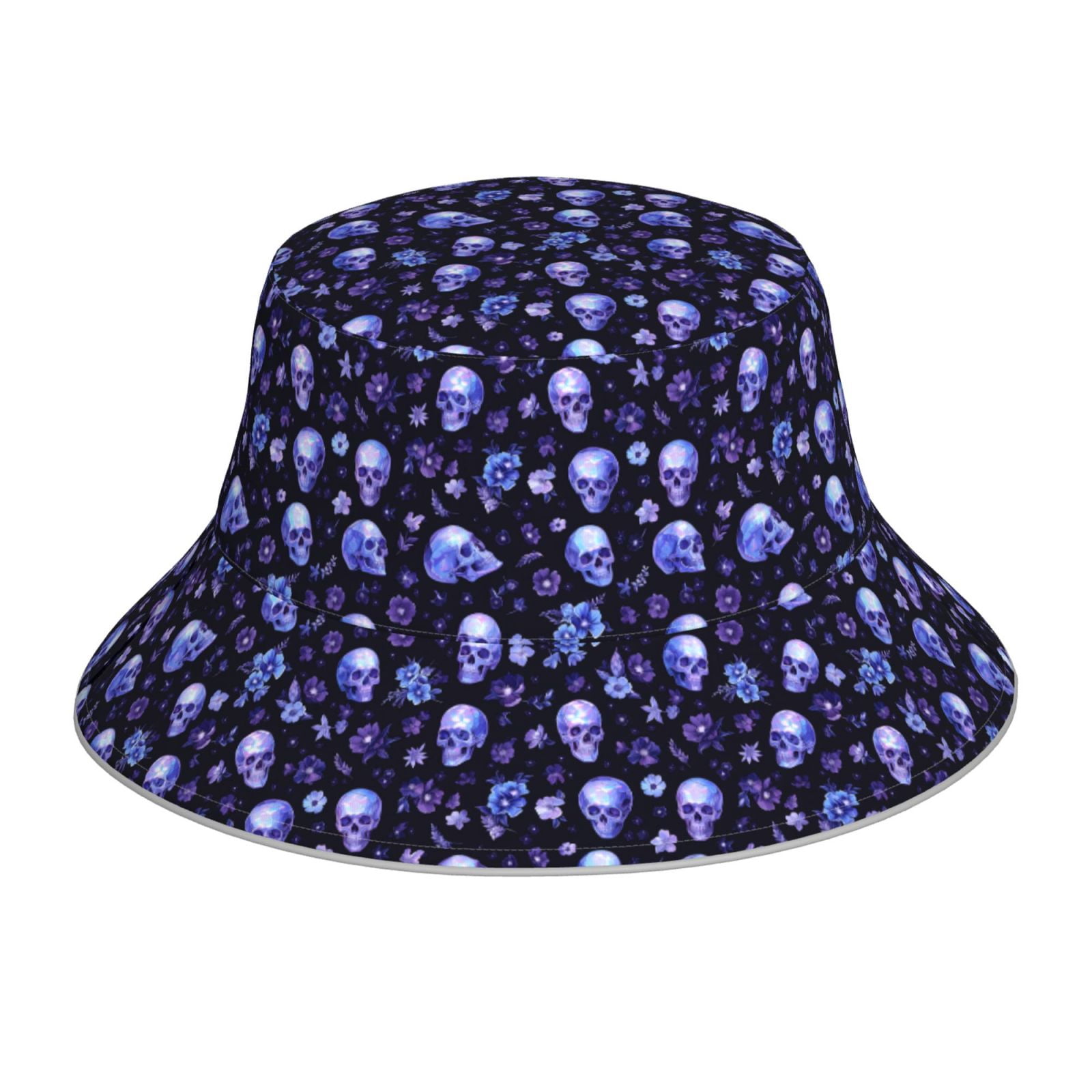 Balery Skull flower leaf purple Sun Hats for Men Women Bucket Hat UPF ...