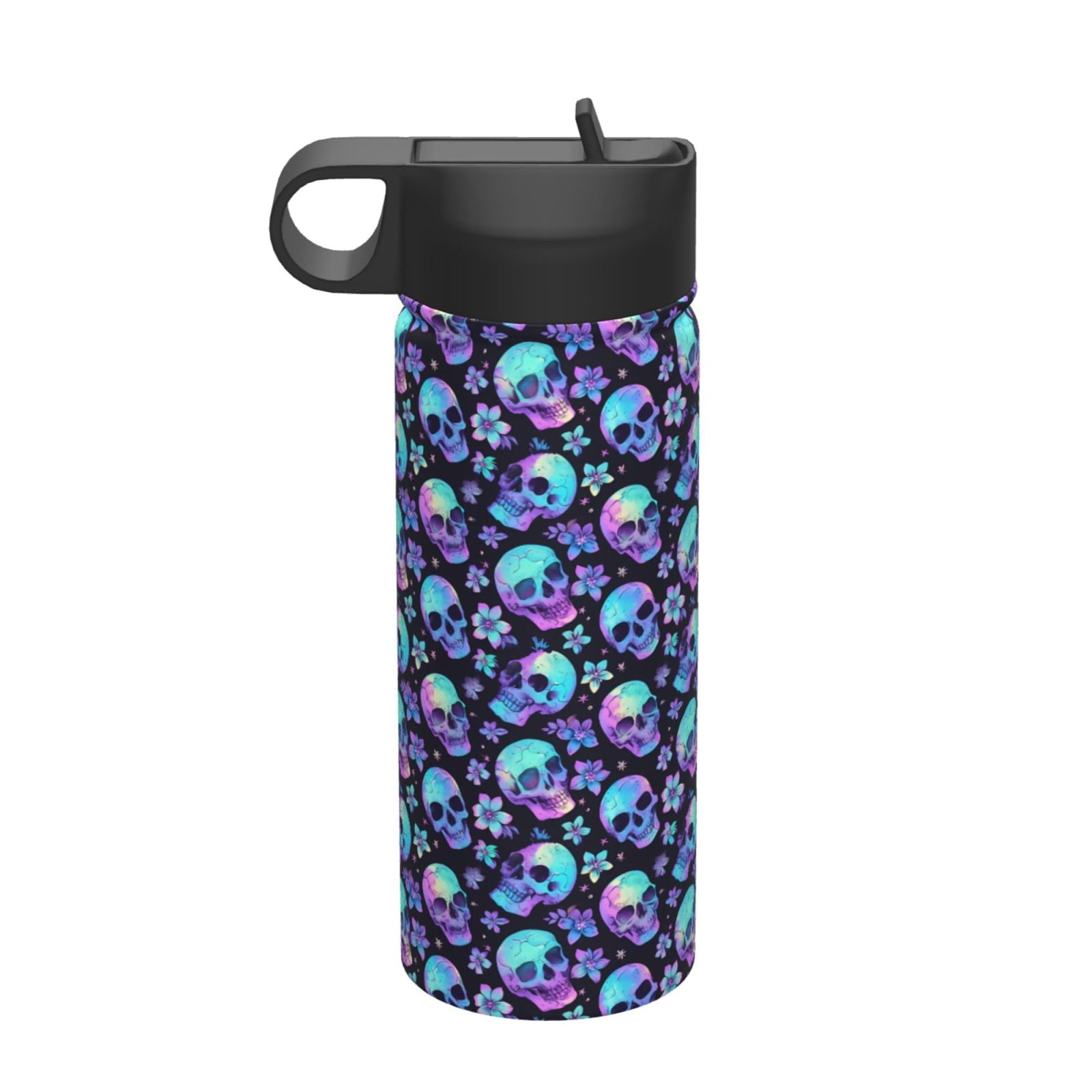 Balery Skull flower tie dye Pattern Water Bottle,18oz Sports Insulated ...