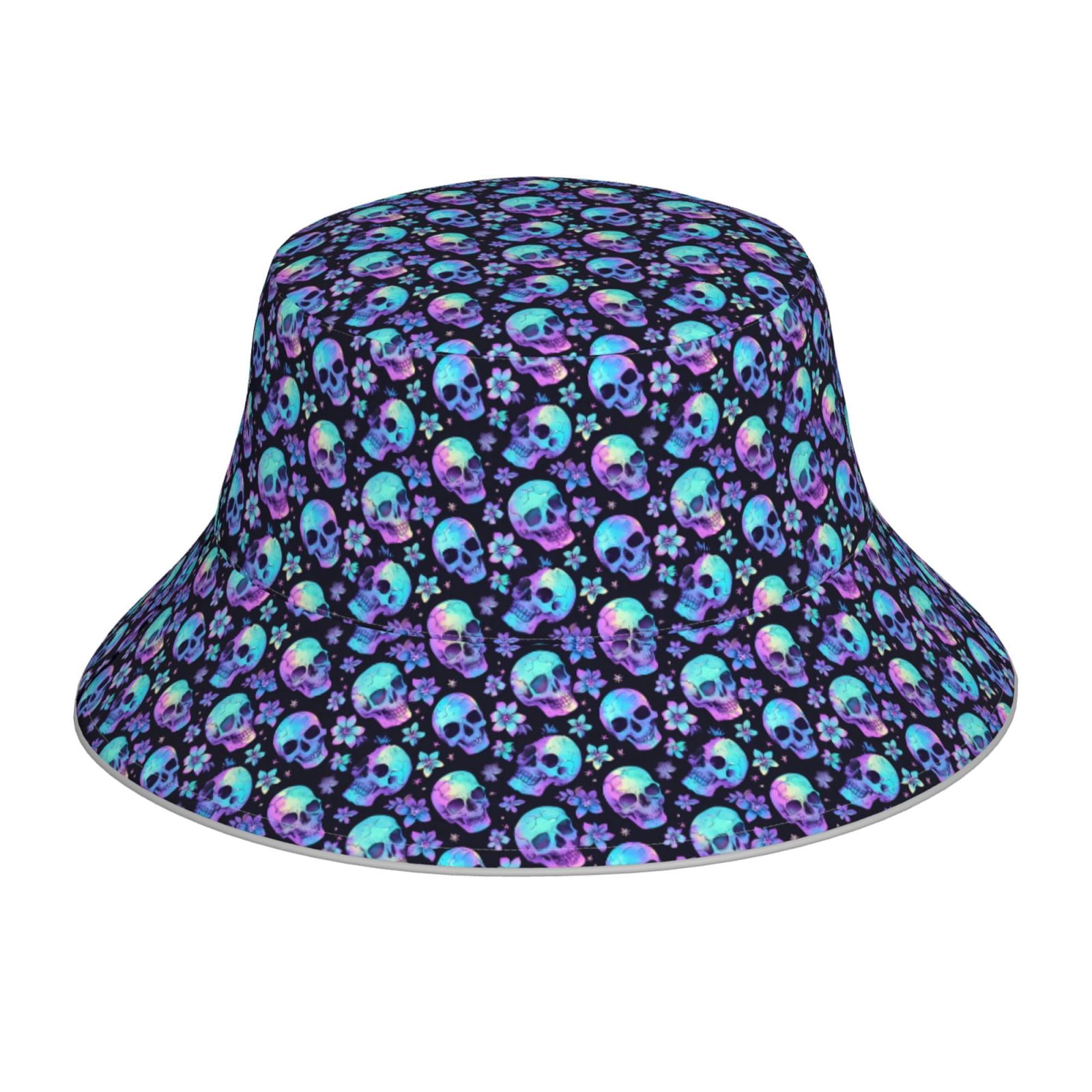 Balery Skull flower tie dye Sun Hats for Men Women Bucket Hat UPF 50 ...