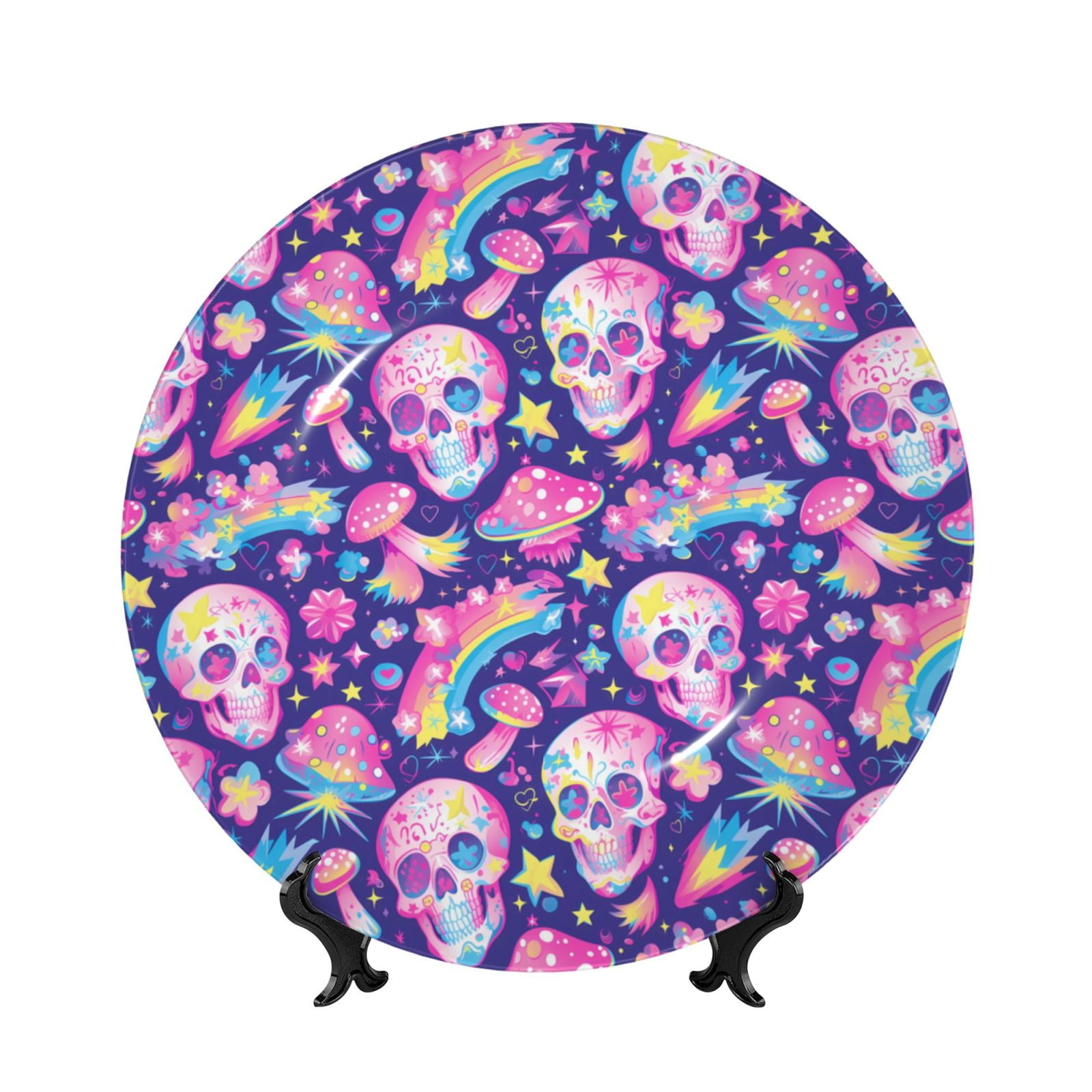 Balery Skull rainbow mushroom colorful Print Bone China Decorative ...