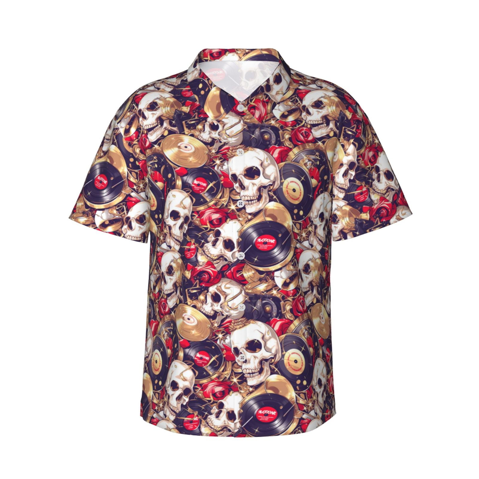 Balery Skull record artist Print Men's Hawaiian Shirts Short Sleeve ...